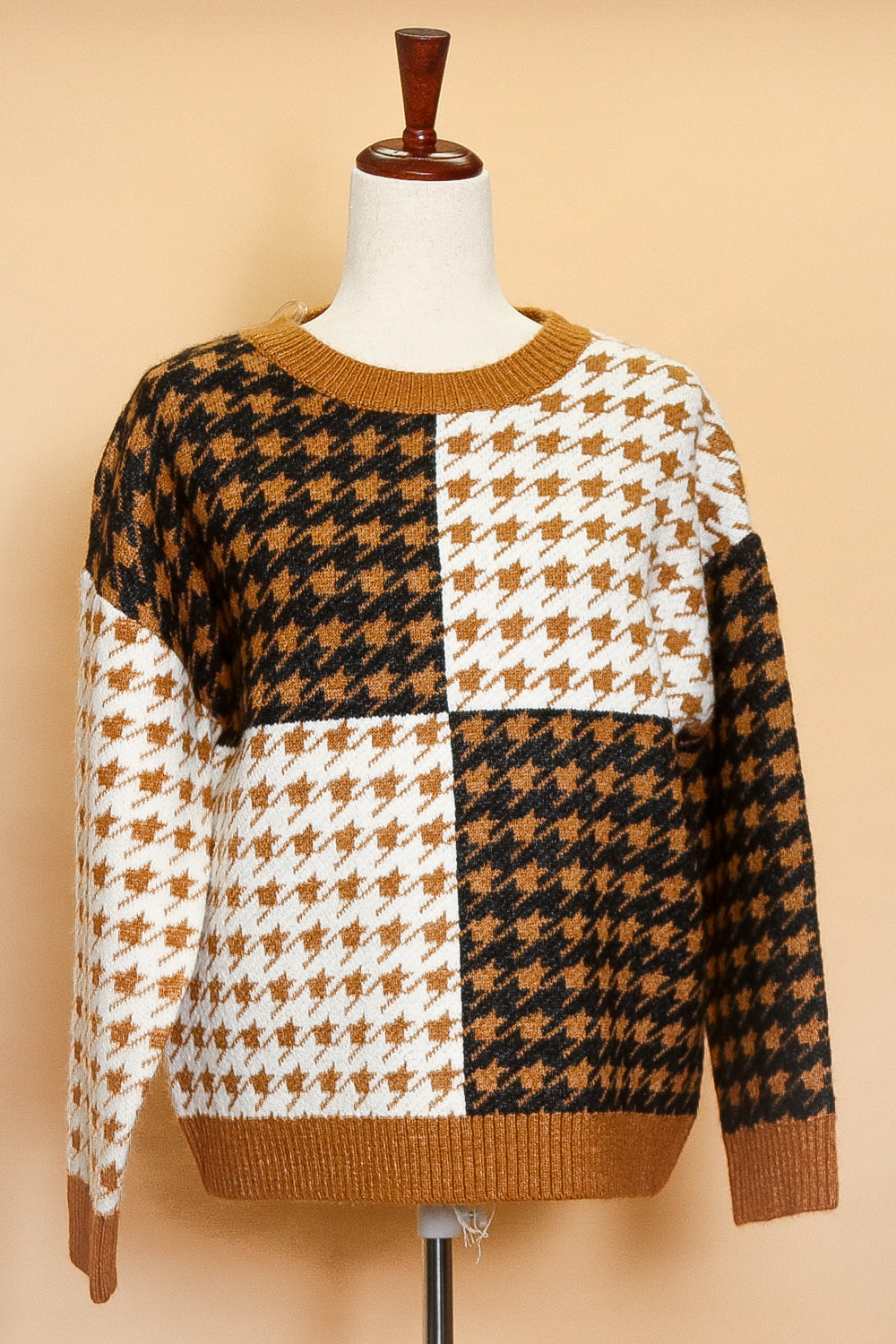 Rust Houndstooth Sweater