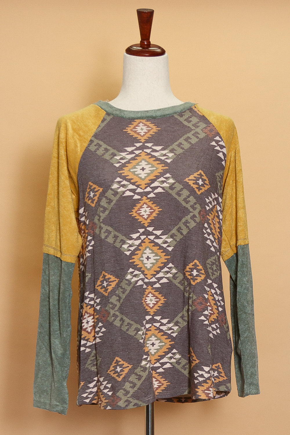 Olive Aztec Top
