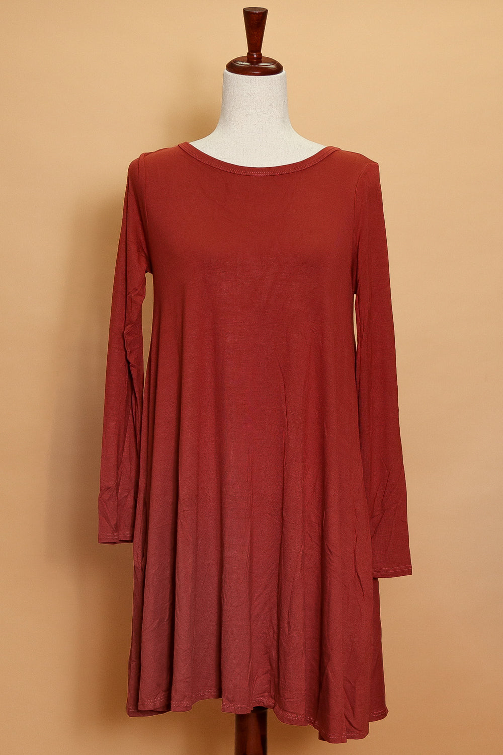 Rust Orange Long Sleeve Dress