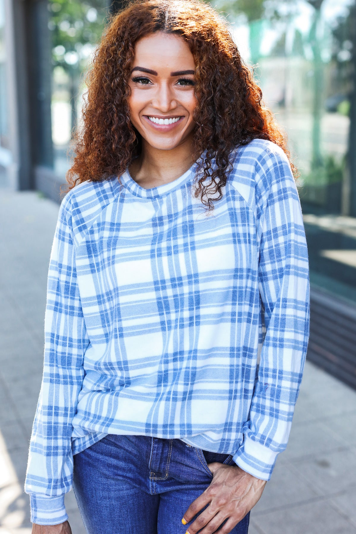 Blue Plaid Top
