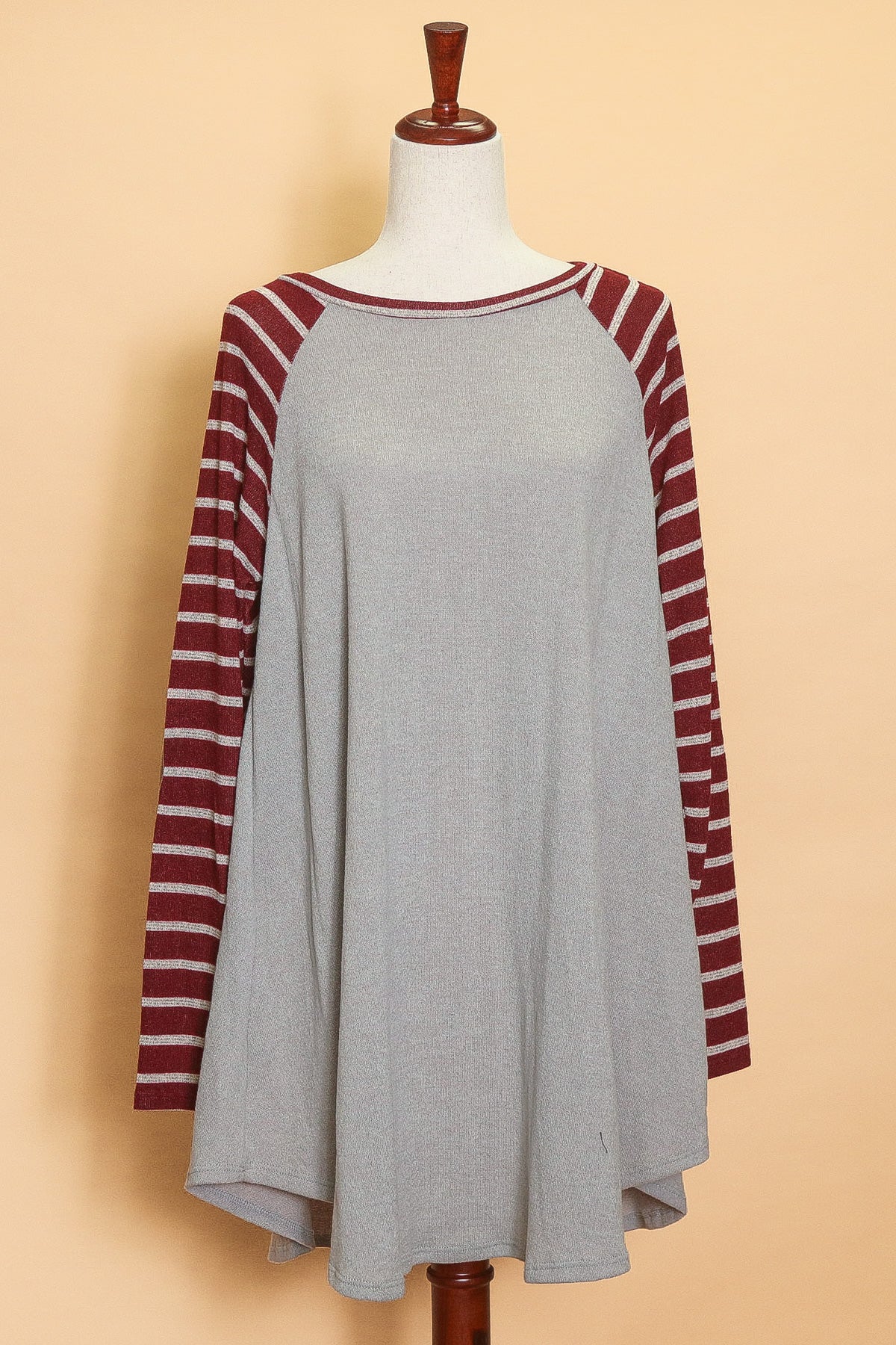 Plus Stripe Sleeve Raglan Top