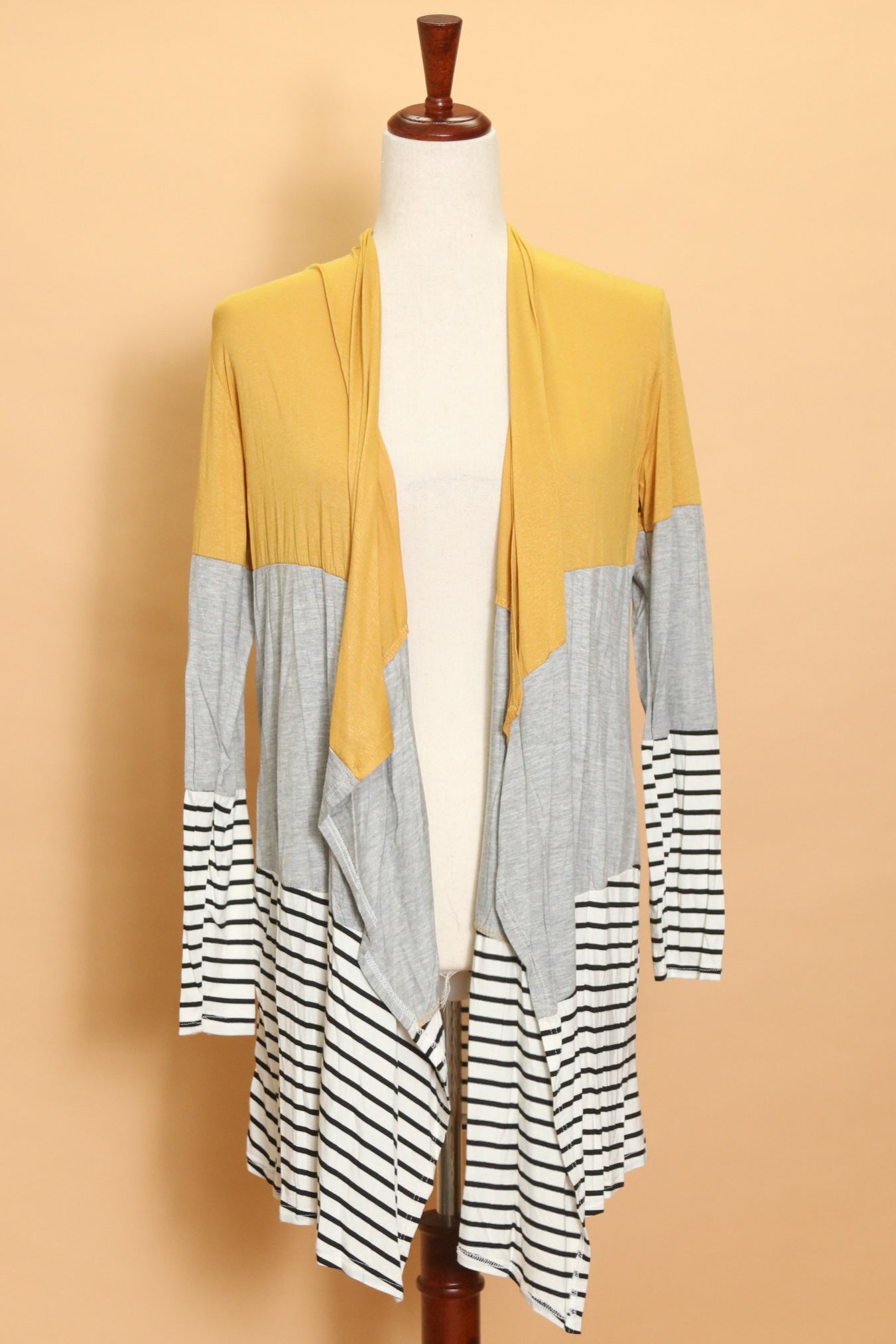 Mustard Stripe Color Block Cardigan (6pc)
