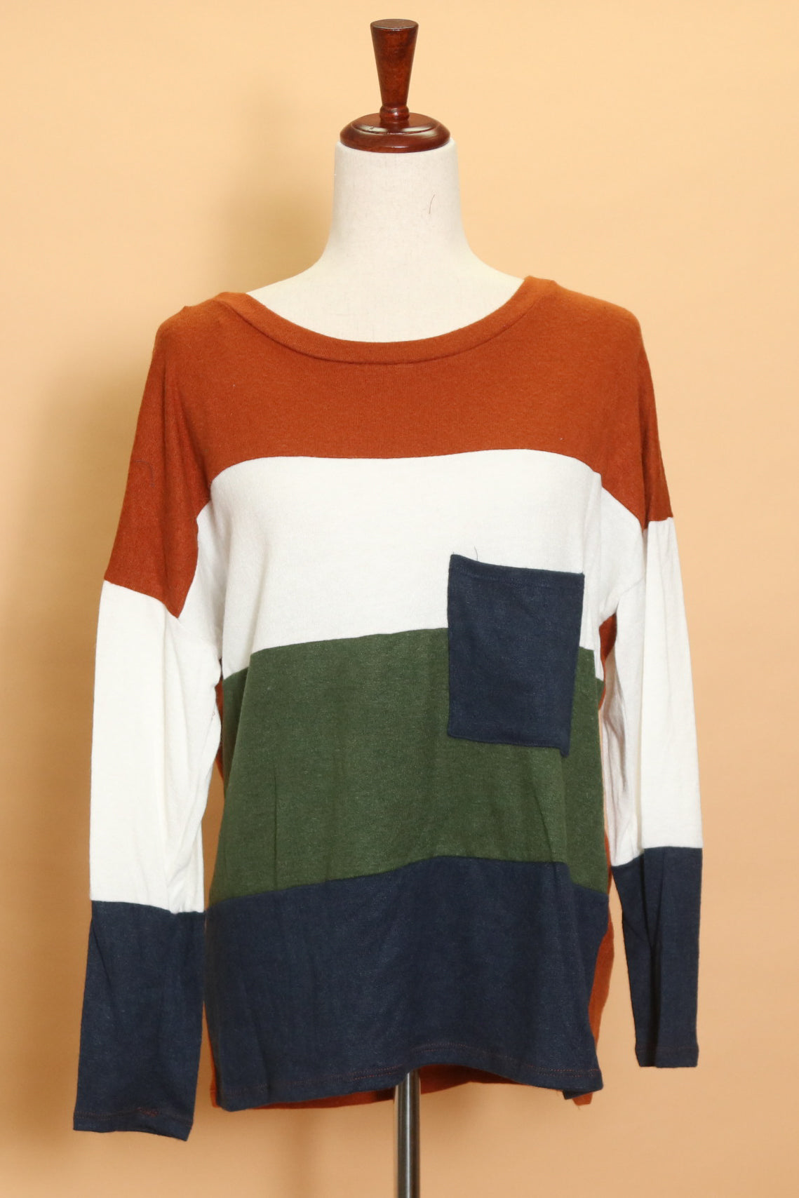 Rust/Green/Blue Color Block Long Sleeve (4pc)