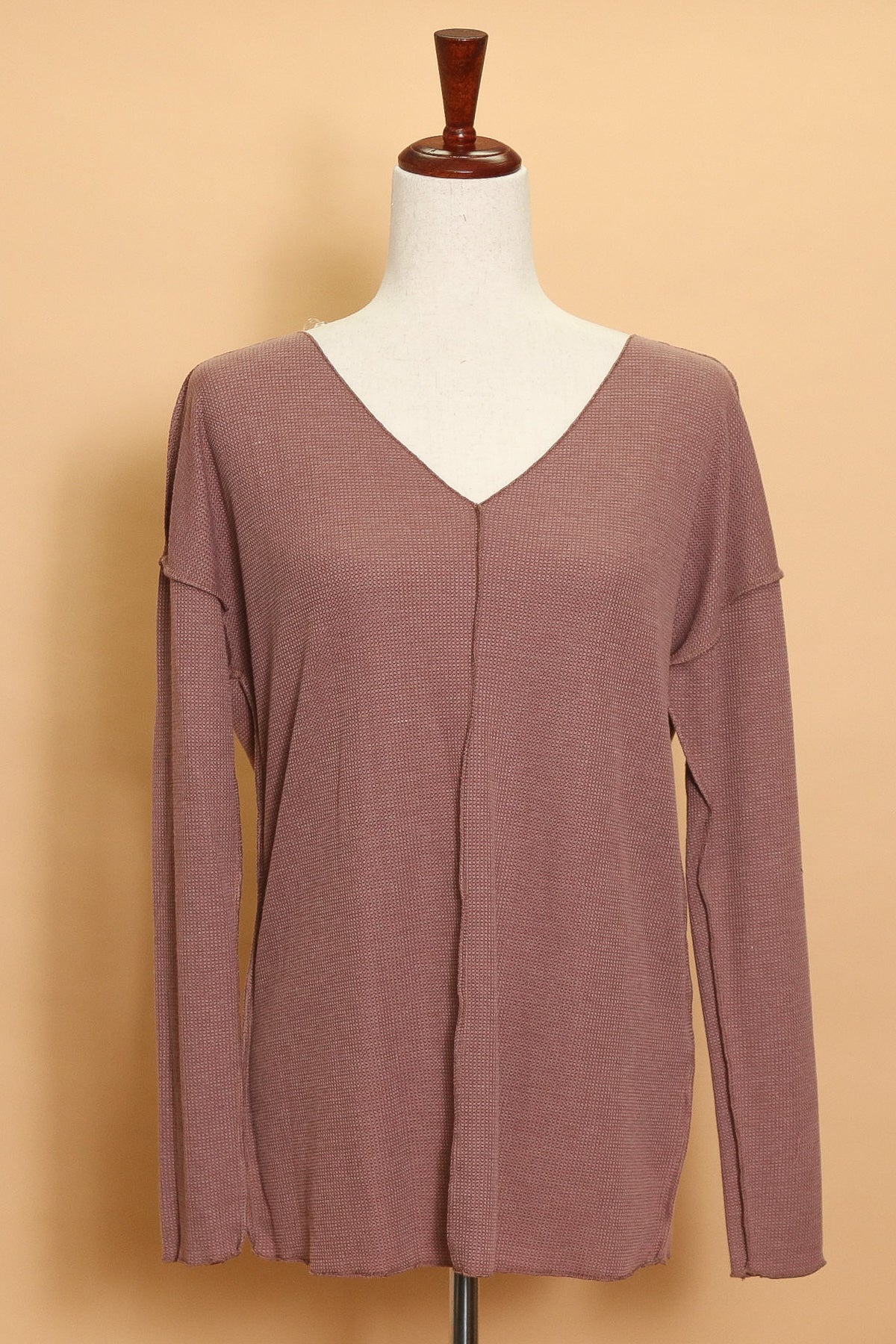 Mocha Thermal Reverse Seam Top