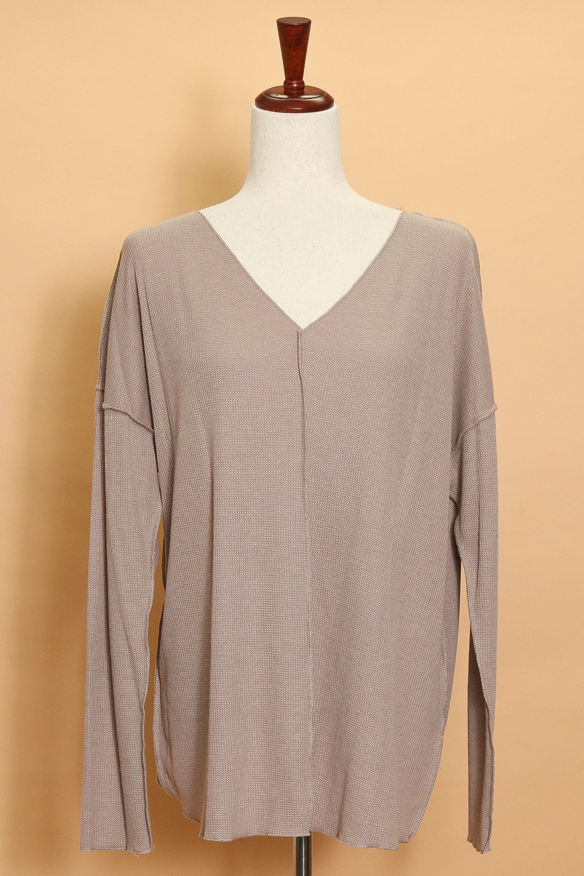 Plus Taupe Thermal Reverse Seam Top