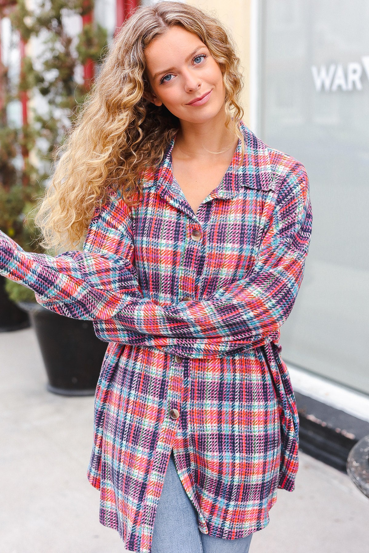 Plus Brushed Plaid Shacket