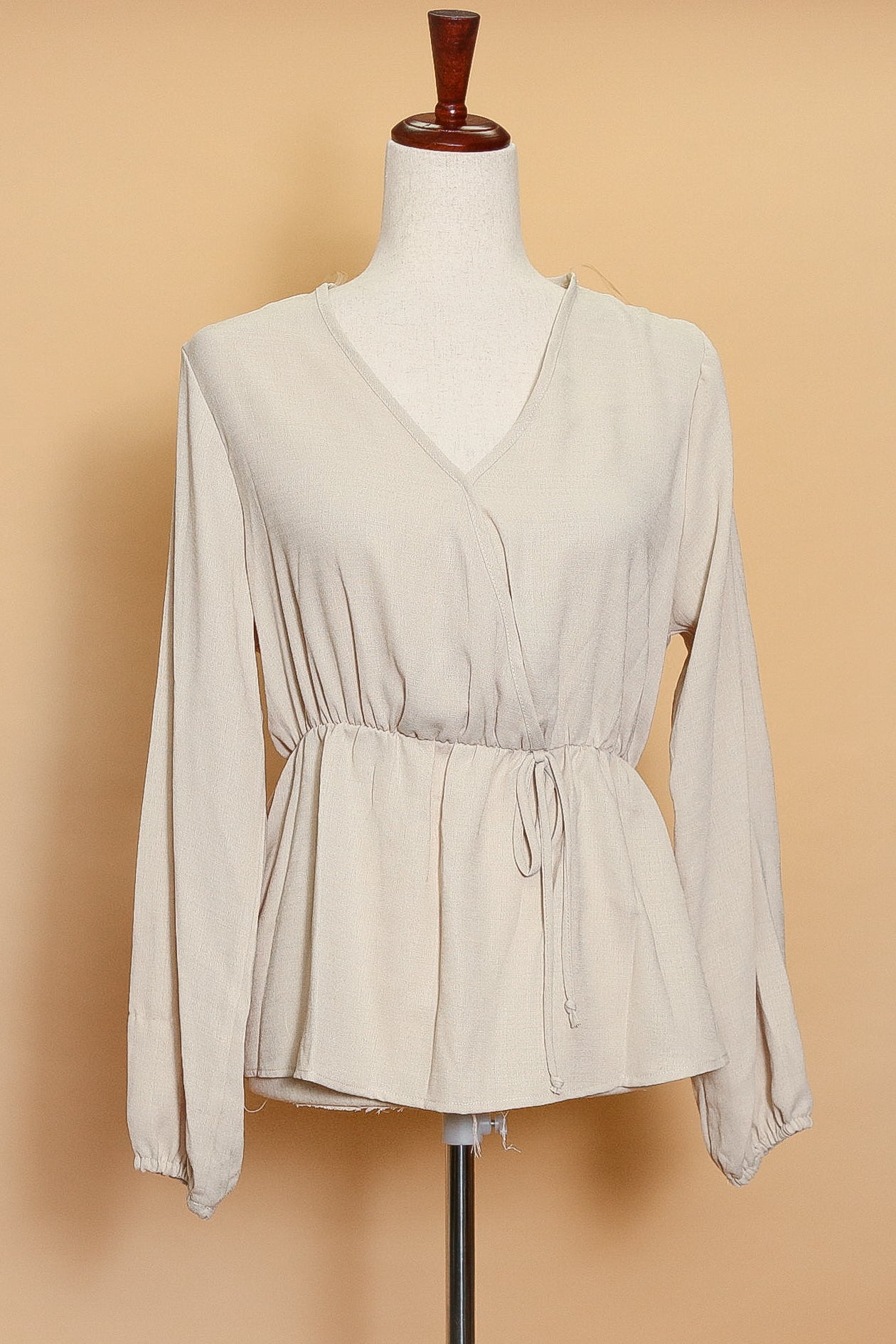 Plus Taupe Wrap Style Top