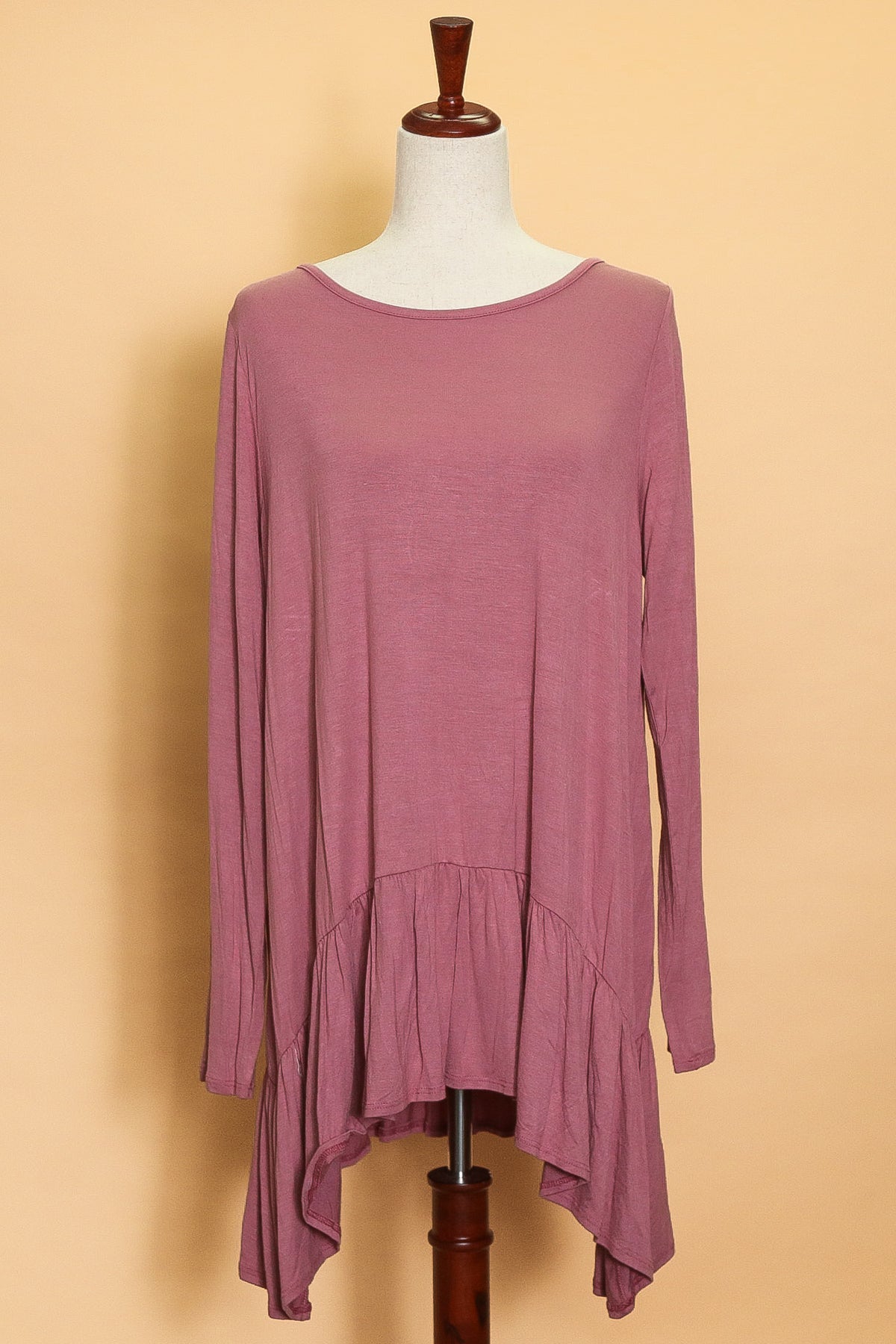 Plus Mauve Ruffle Trim Tunic
