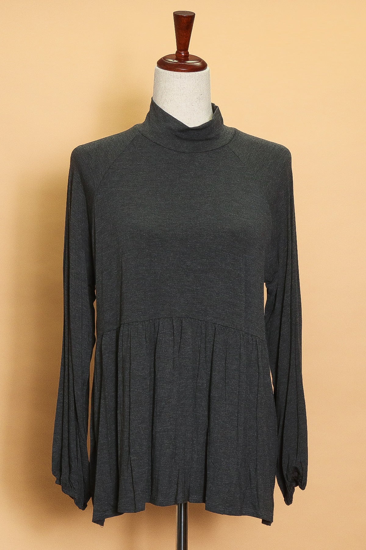 Charcoal Turtle Neck Babydoll Long Sleeve (7pc)