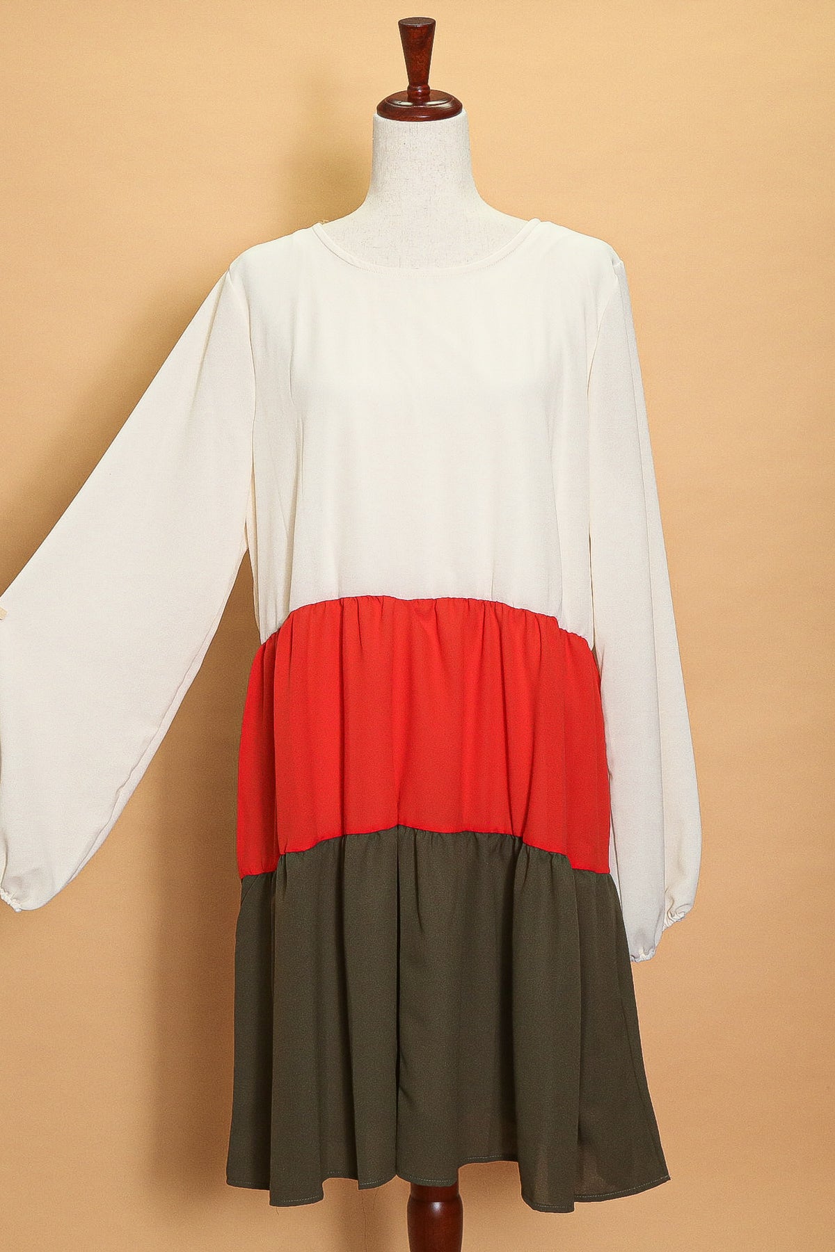 Plus Tiered Color Block Dress (4pc)