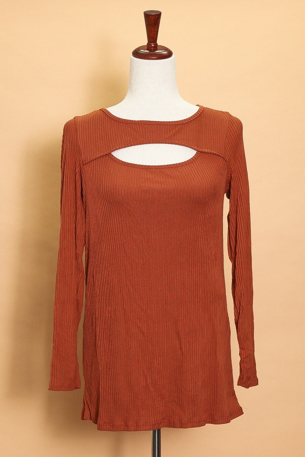 Rust Cut Out Ribbed Long Sleeve (5pc)