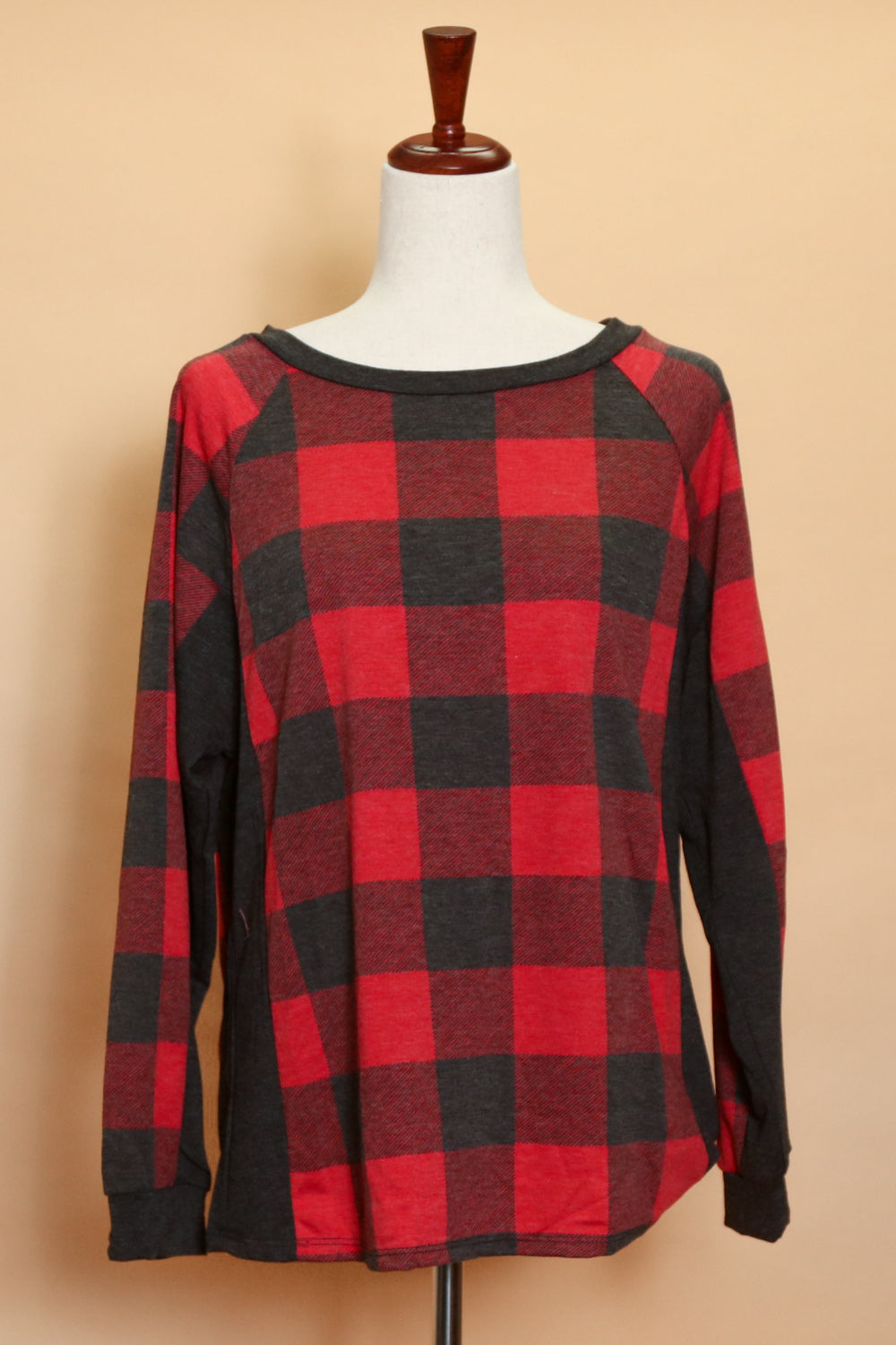 Red & Black Plaid Top