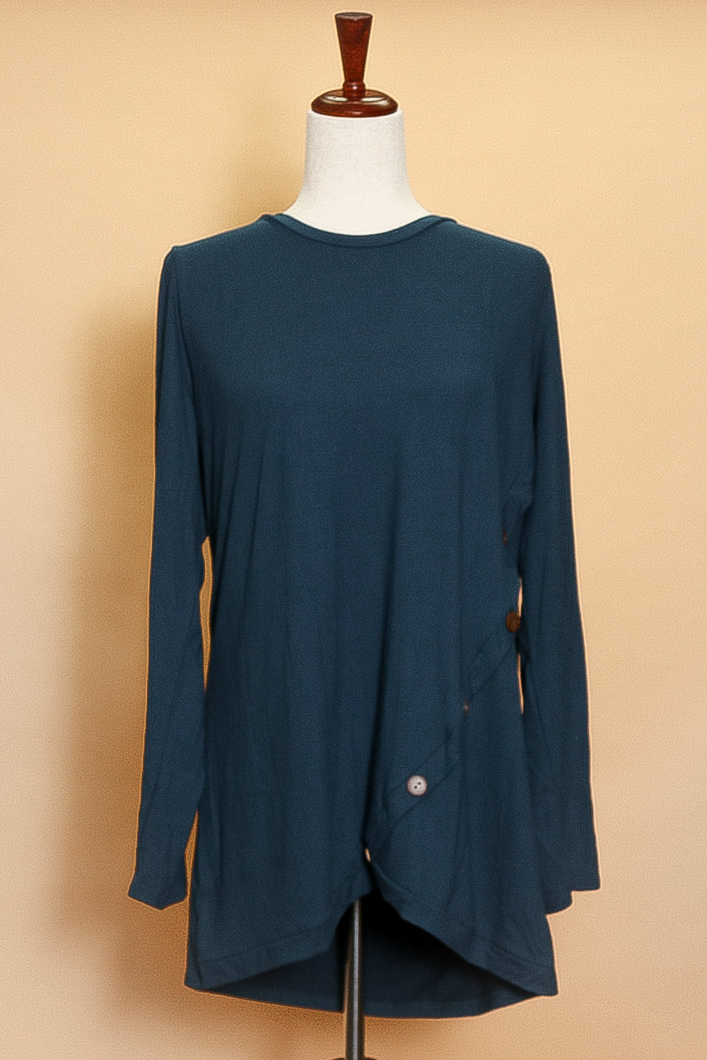 Plus Teal Button Detail Top