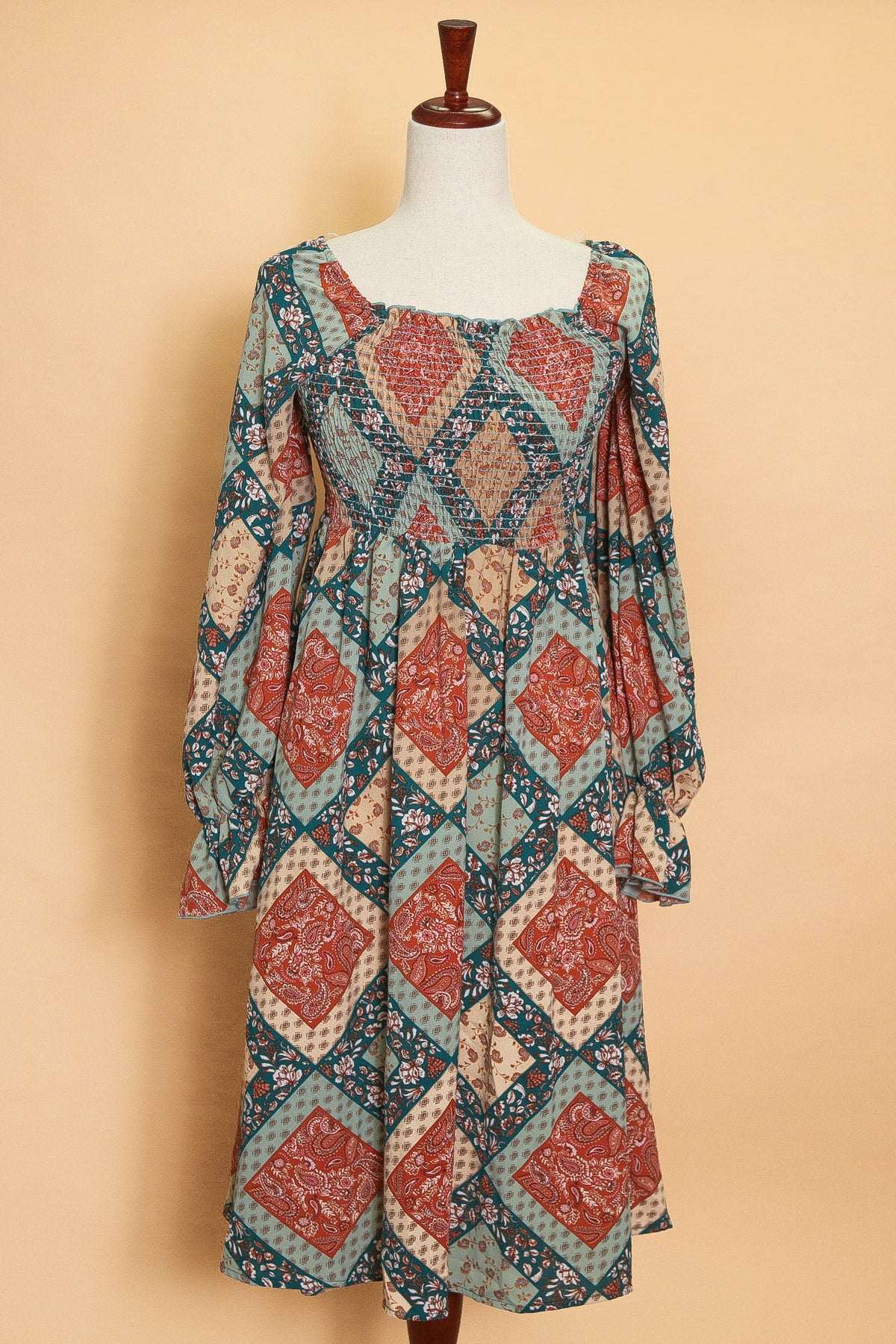 Paisley Smocked Fall Dress