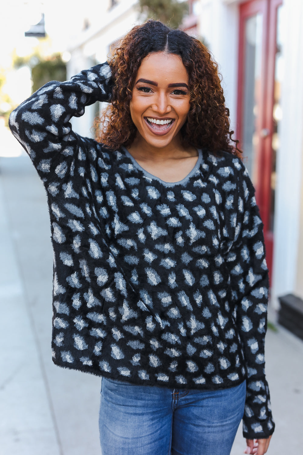 Black & Grey Animal Fury Thick Sweater