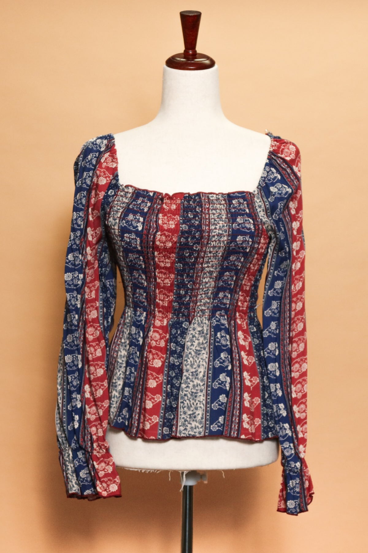 Floral Paisley Synch Box Neck Top