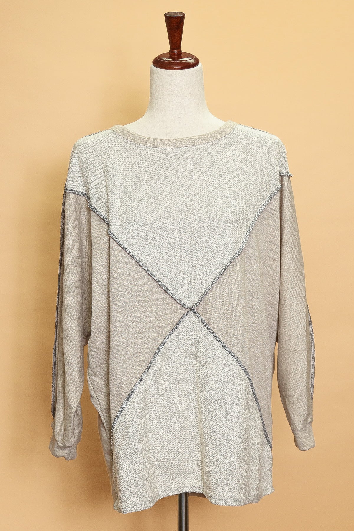 Reverse Seam Cross Detail Long Sleeve Top