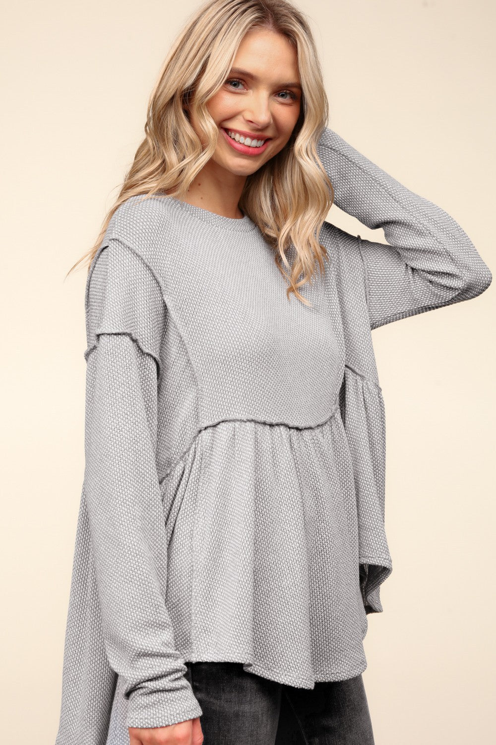 Babydoll Long Sleeve Oversized Knit Top