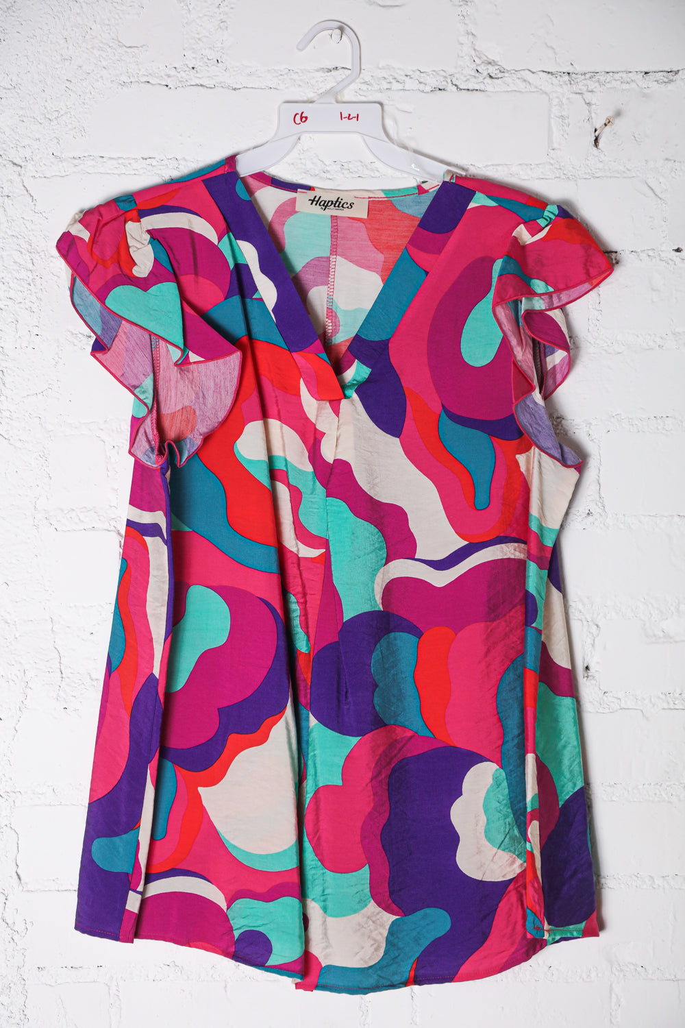 Multi Color Geometric Abstract Woven Blouse (4pc)