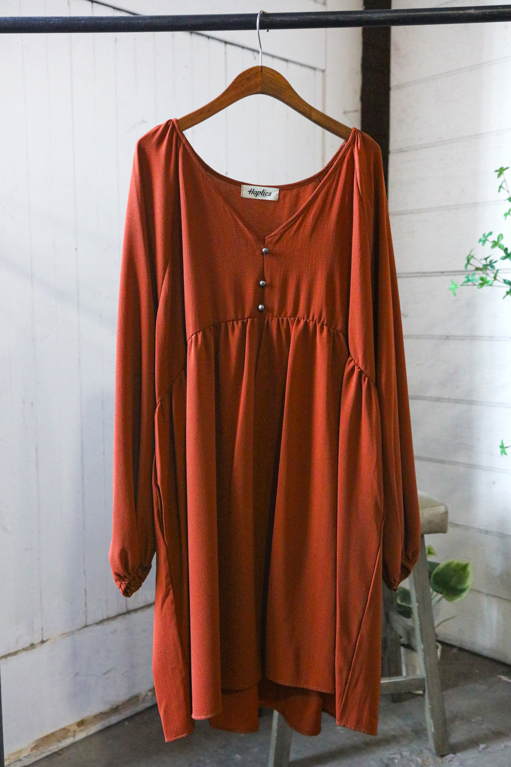 Plus Rust Woven Dress ( 5pc )