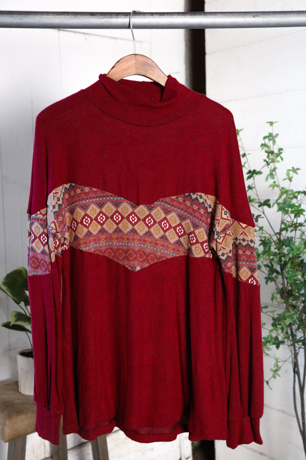 Wine Multi Print Sweater