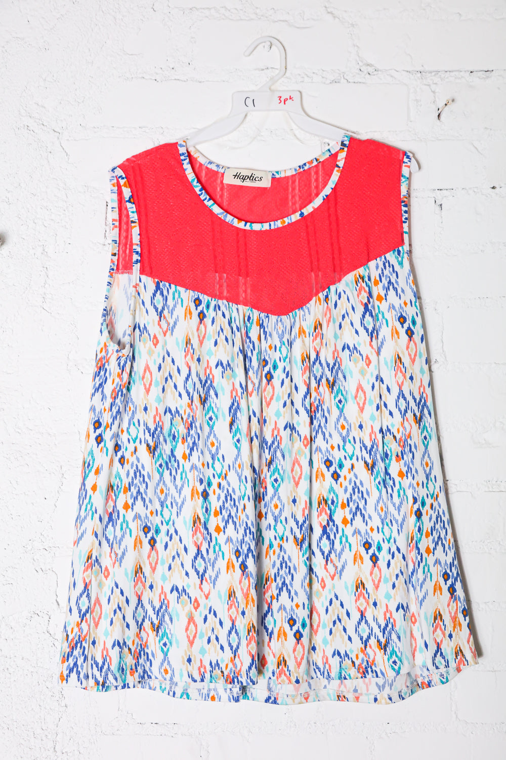 Ivory & Coral Print Top