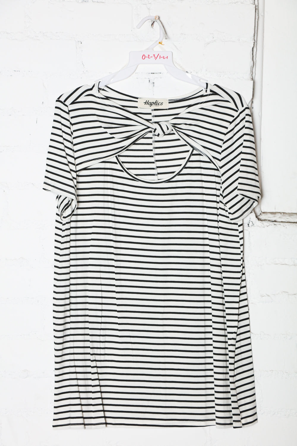 Ivory & Black Stripe Bow Front Top