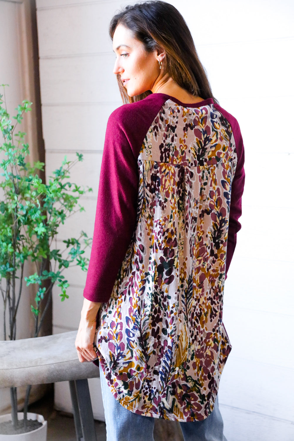 Burgundy Floral Tunic