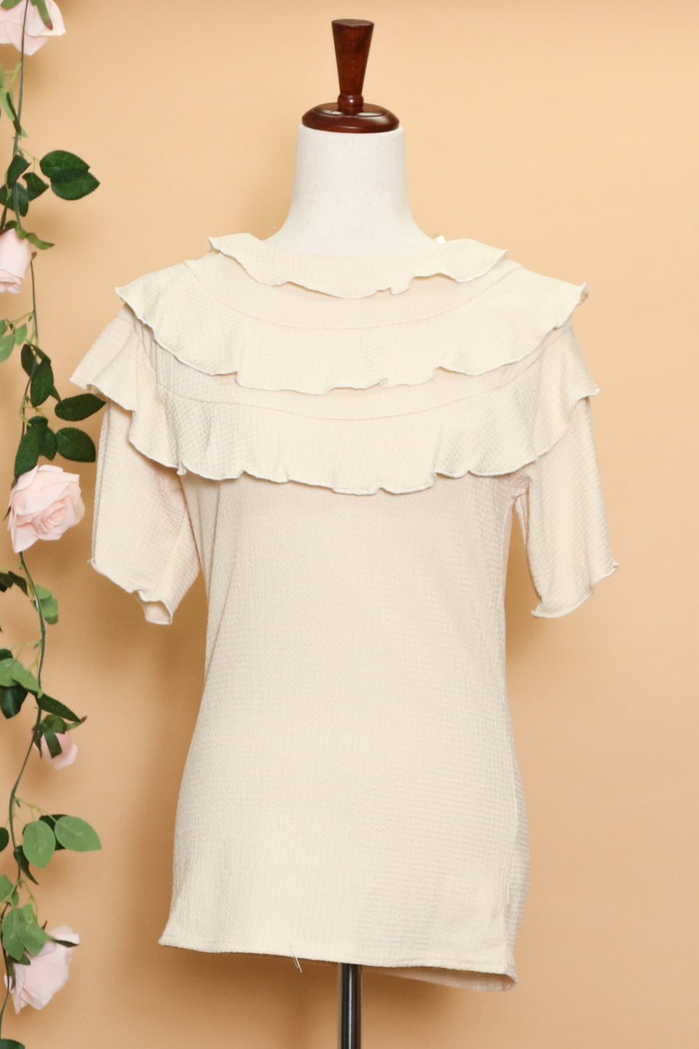 Cream Tiered Ruffle Blouse