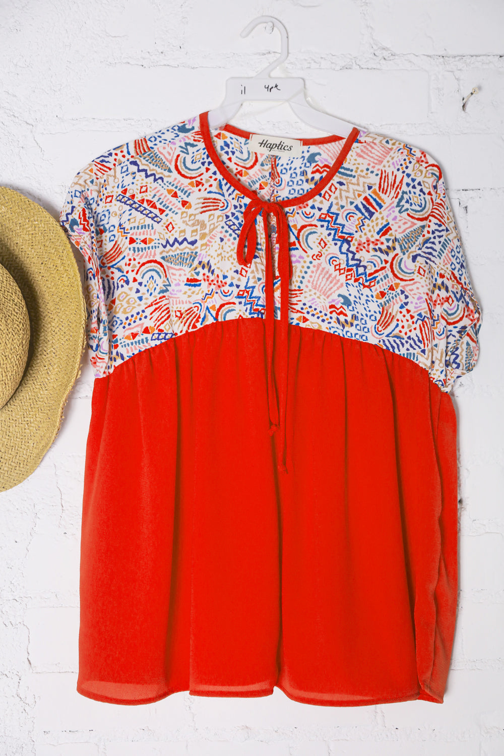 Red Print Design Top