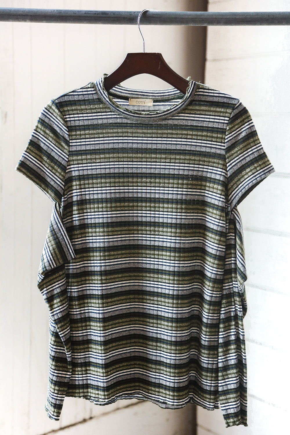 Stripe Cut Out Sleeve Top