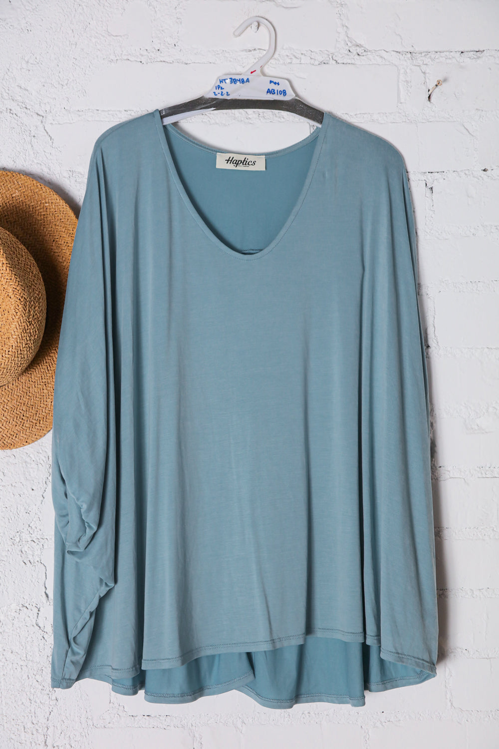 Blue Solid Dolman Top