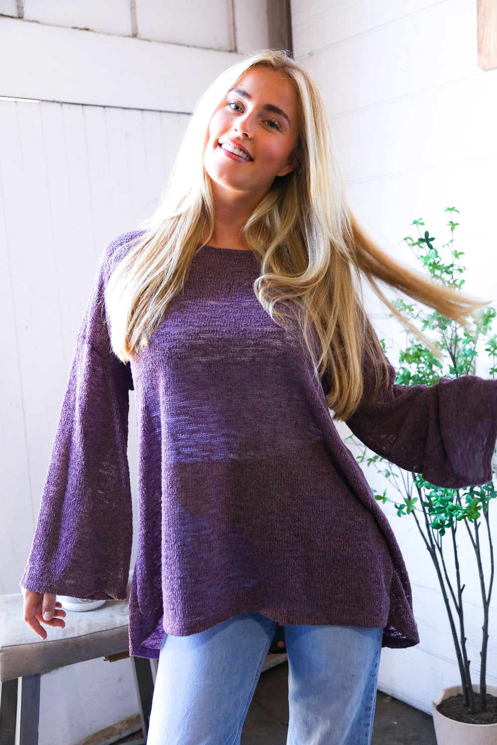 Plus Plum Dotted Back Top
