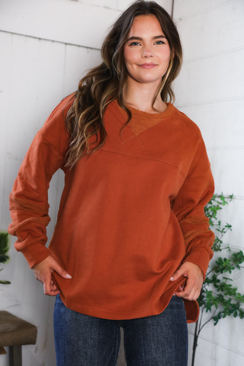 Rust Thick Mix Material Sweater