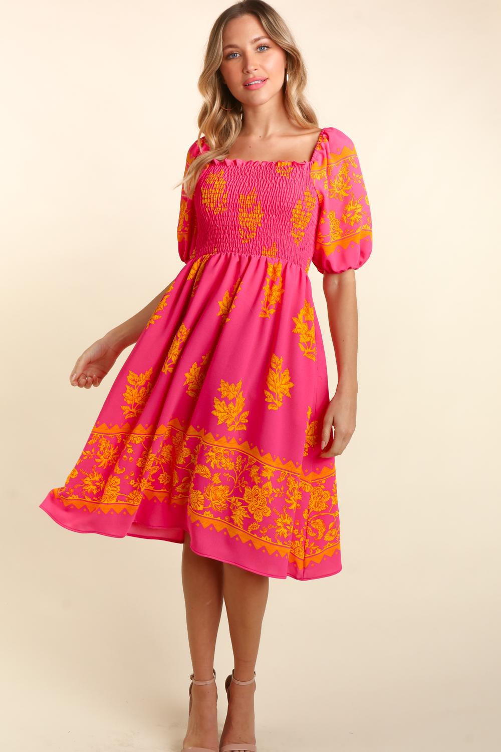 PLUS SMOCKING ELBOW BUBBLE PUFF SLEEVE WITH POCKET