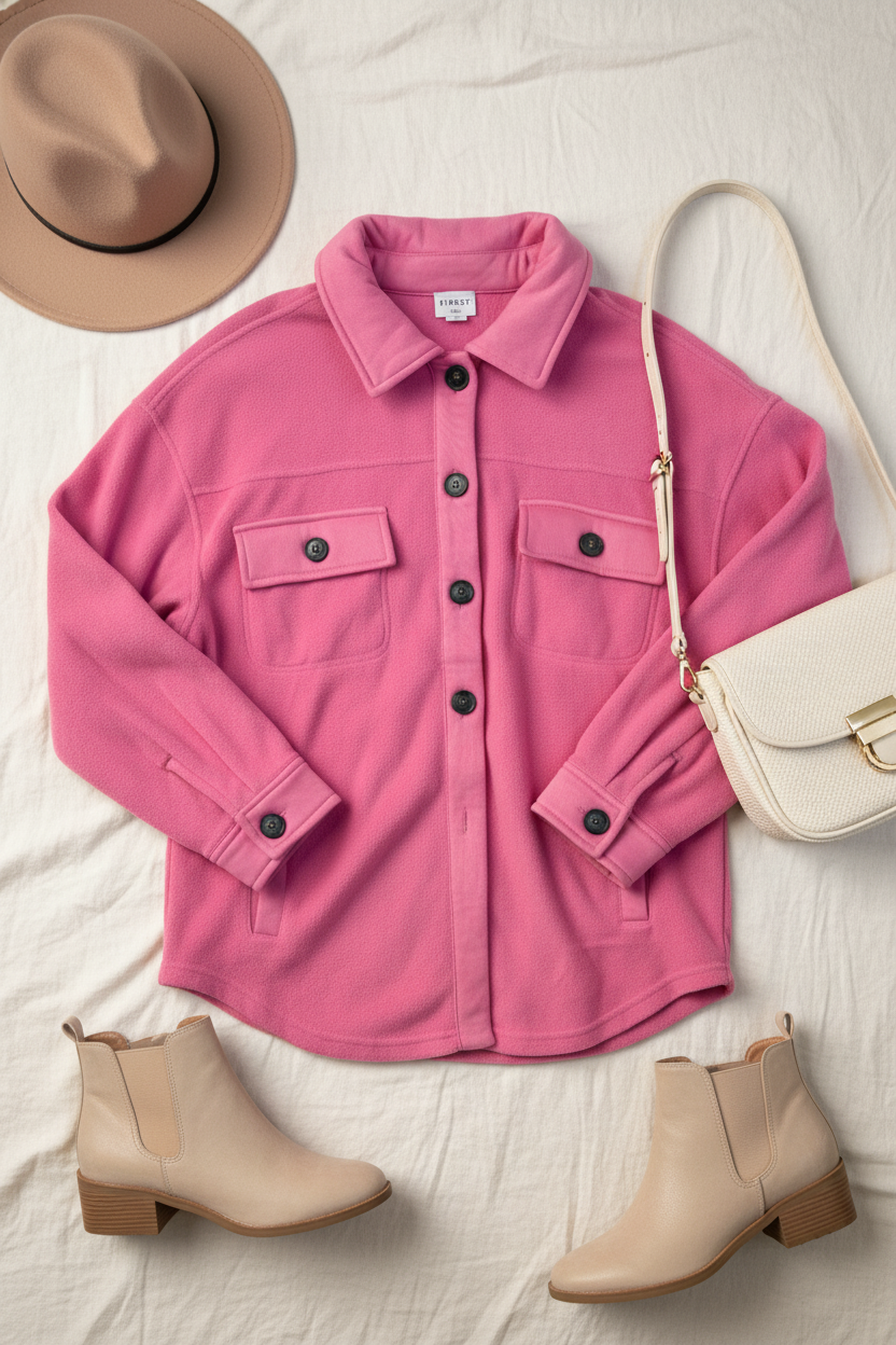 Pink Solid Shacket