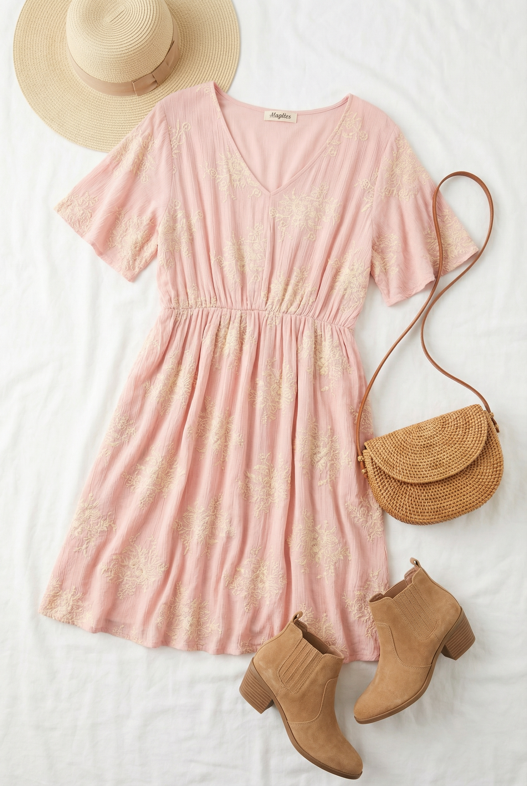 Plus Blush Embroidered Dress