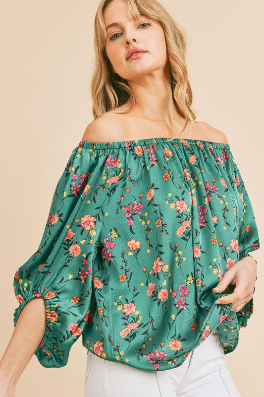 Plus Green Woven Floral Top